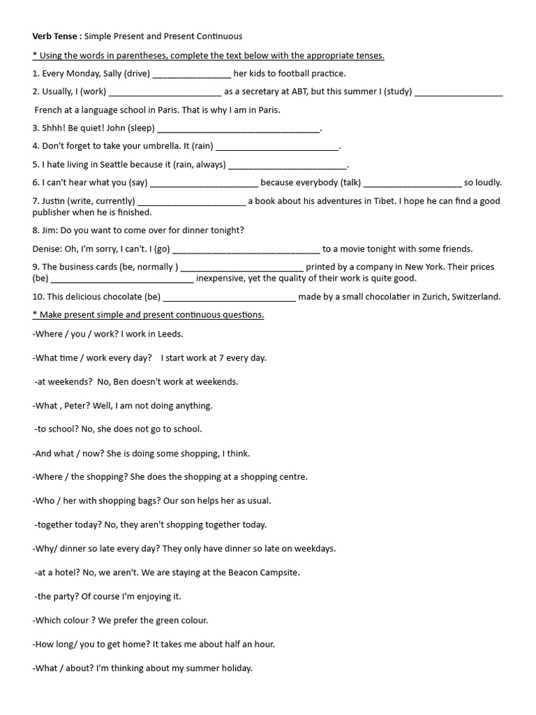 Verb Tenses Review | PDF | Linguistics | Grammar