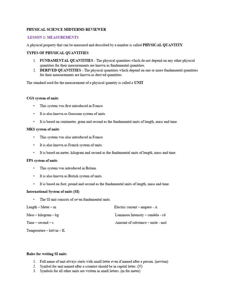 Science Midterm Study Guide | PDF | Moon | International System Of Units