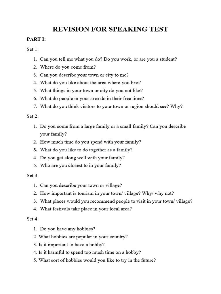 IELTS Speaking Test Revision Guide | PDF