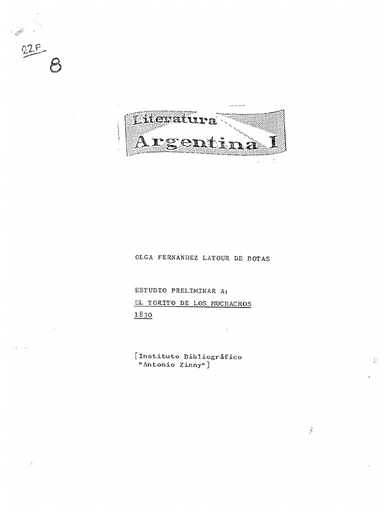 Fernandez Latour de Botas Olga - Estudio Preliminar A El Torito de Los ...