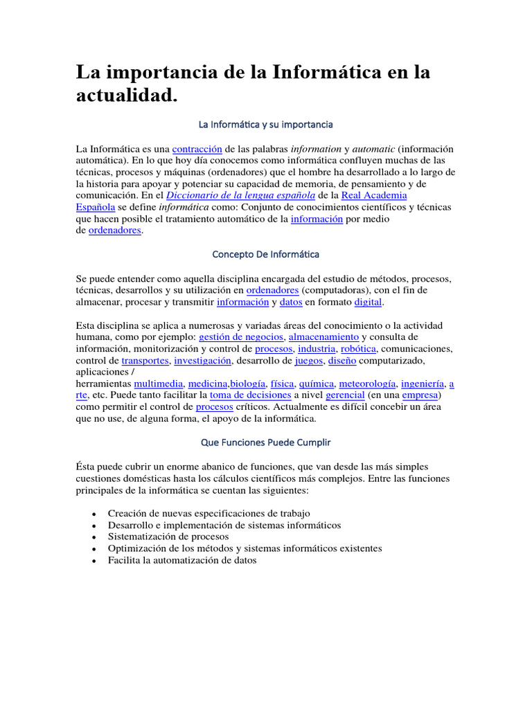 La Importancia de La Informática en La actualidad-2024-CAP-COMPUTACION ...