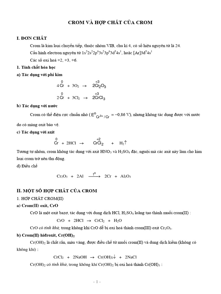 Crom và hợp chất của Crom - 1044742 | PDF