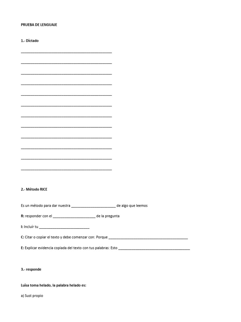 Prueba de Lenguaje: Sustantivos y Verbos | PDF | Sustantivo | Gramática