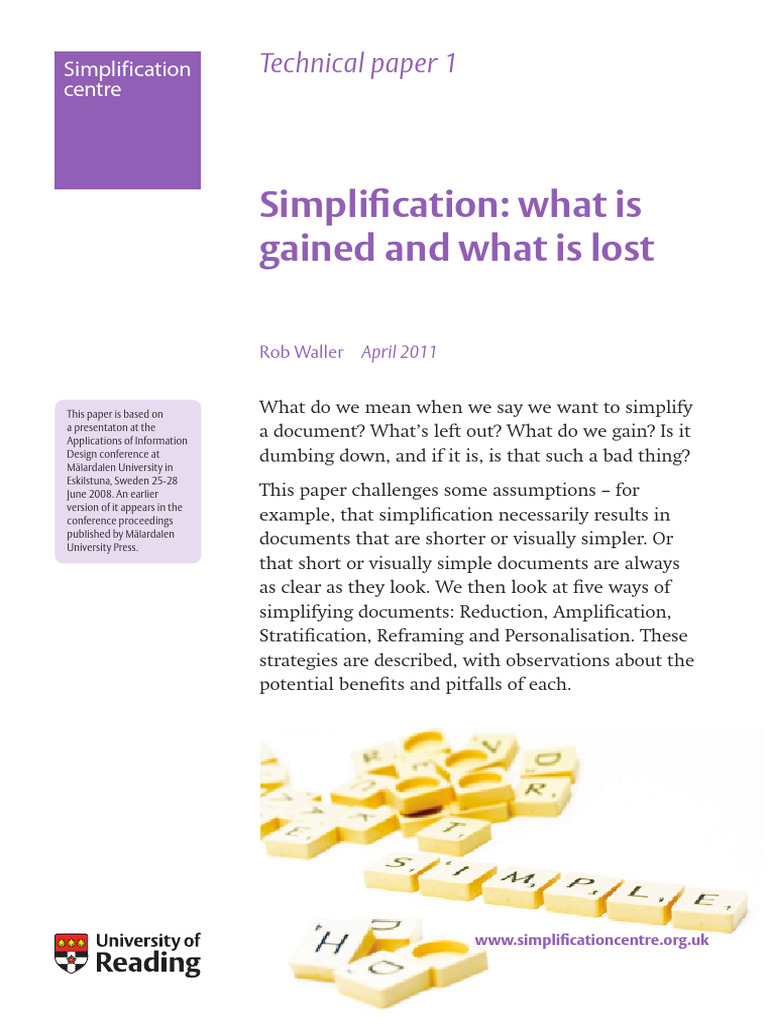 Simplification - What Is Gained and What Is Lost | PDF | Communication ...