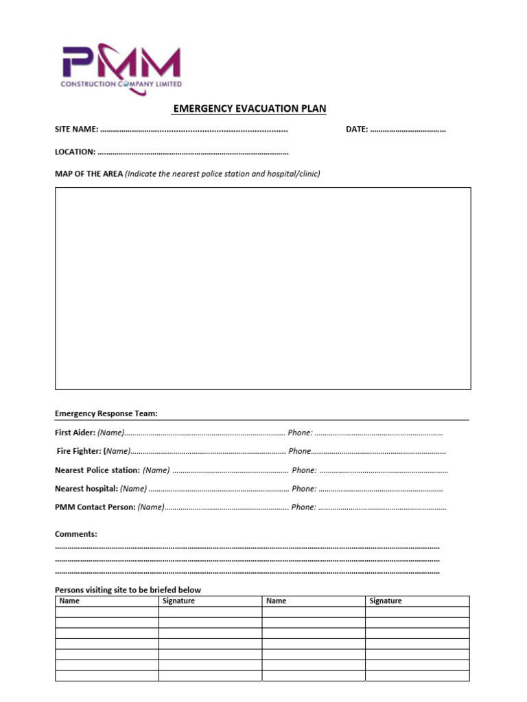 PMM Emergency Evacuation Plan Form | PDF
