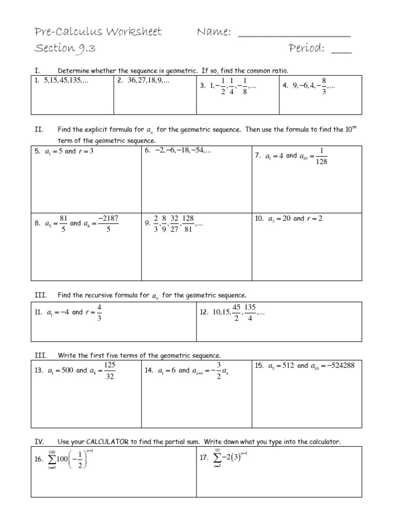 Geometric Sequence And Series Pdf Mathematics