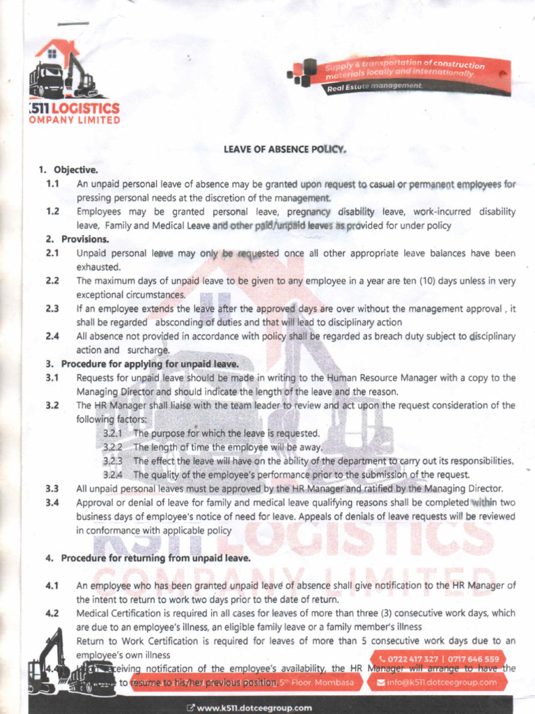 Leave or Absence Policy | PDF