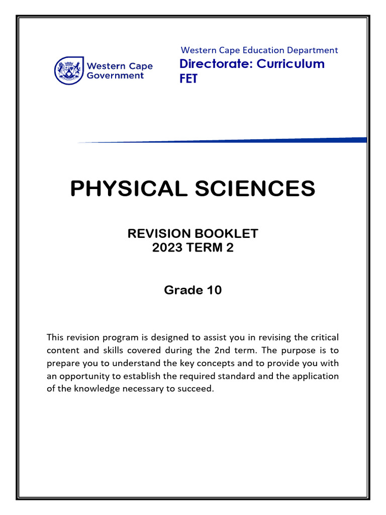 Physical Sciences GR 10 Revision Term 2 - 2023 | PDF | Atoms | Atomic ...