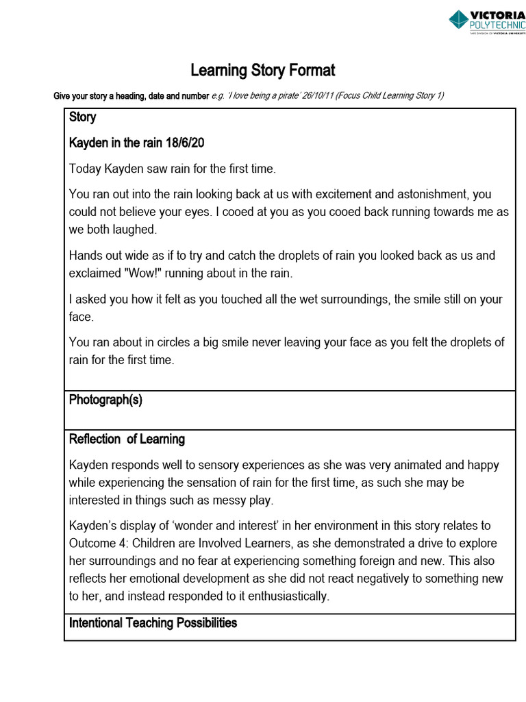 Learning Story Format | PDF | Experience | Learning