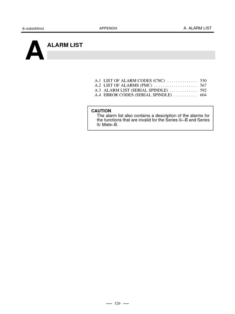 Fanuc 0i - 0imate Model B - Alarm List | Download Free PDF | Coordinate ...