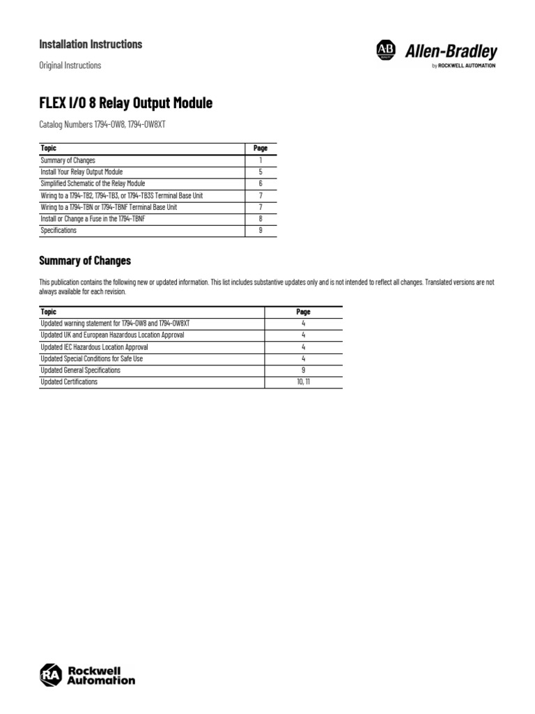 FLEX I/O 8 Relay Output Module: Installation Instructions | PDF | Relay ...