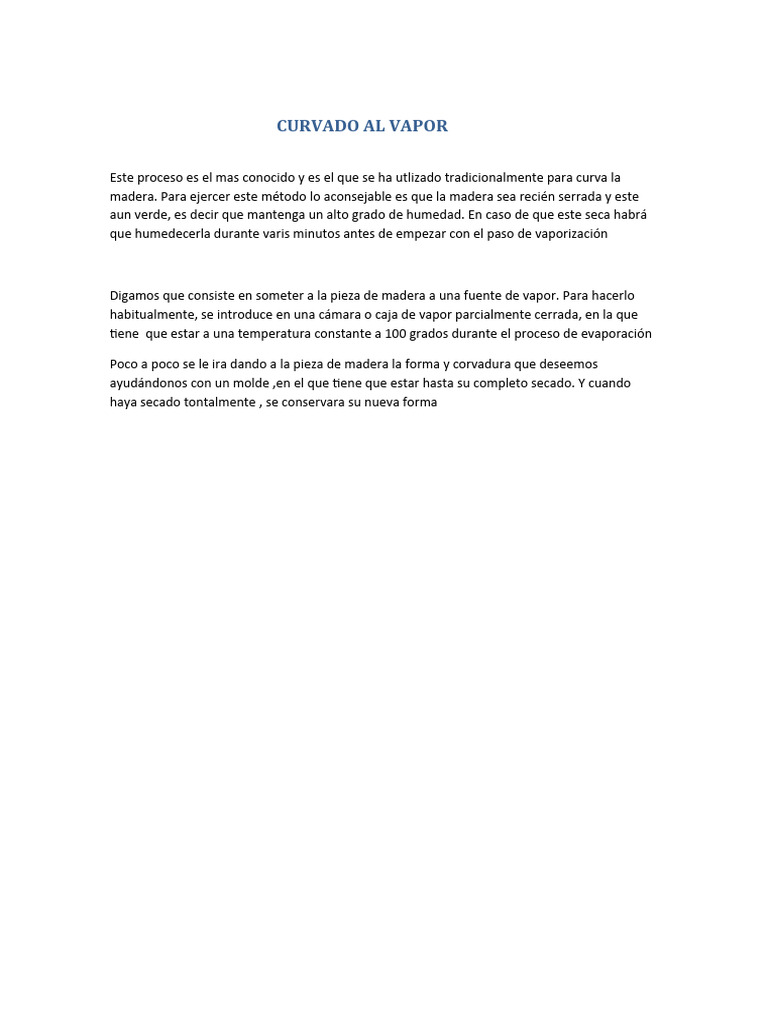 Proceso Curvado Al Vapor | PDF