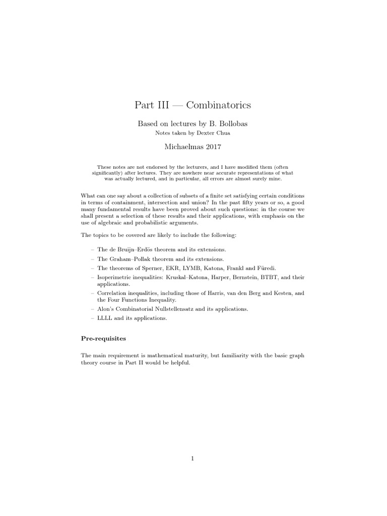 (Cambridge Mathematical Tripos Part III Lecture Notes) B. Bollobas, Ed ...