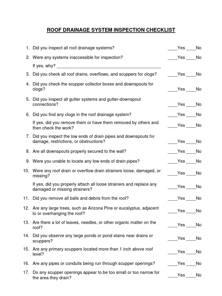 Roof Drainage Checklist | Download Free PDF | Roof