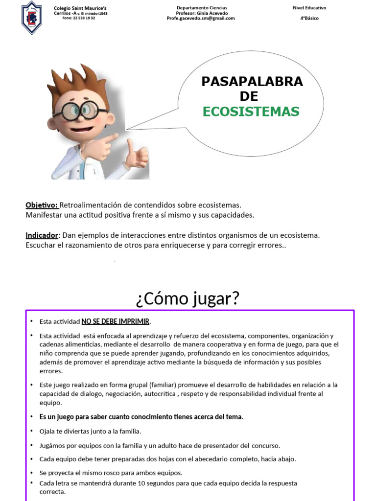 Juego Familiar de Ecosistemas | PDF | Ecosistema | Naturaleza