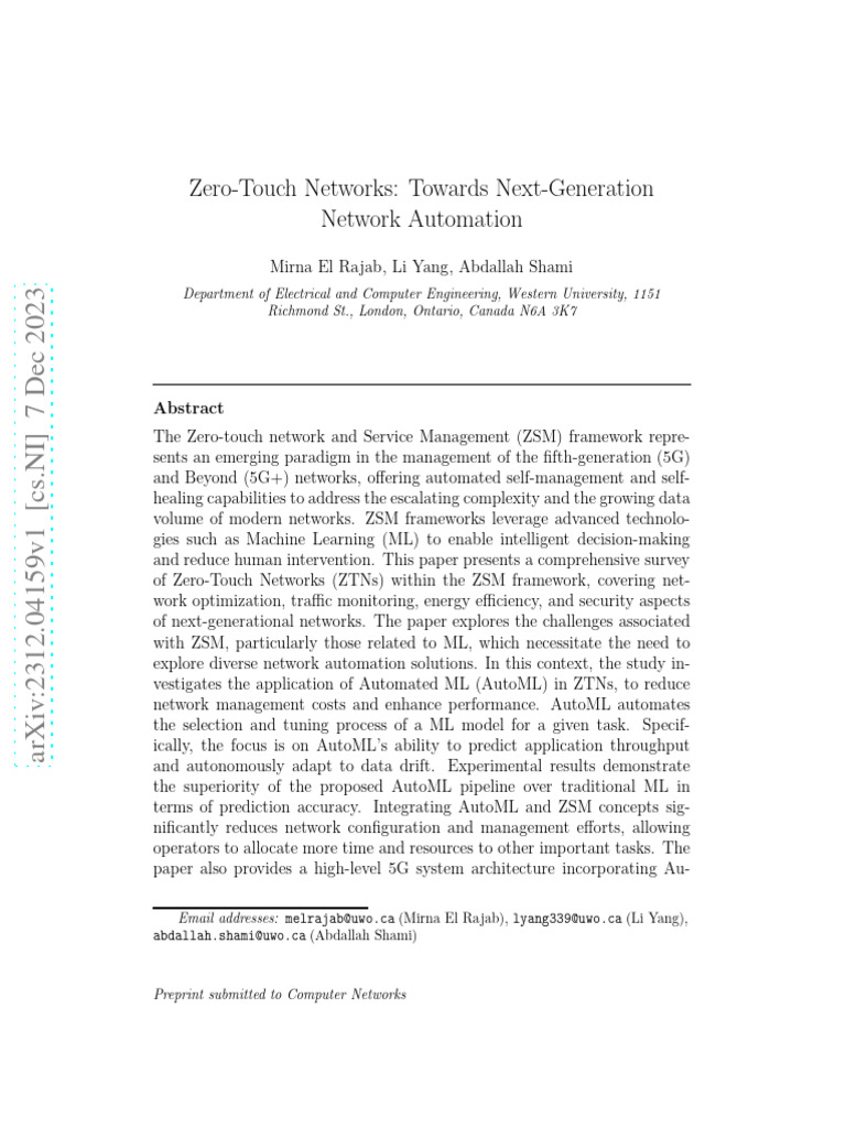 Zero Touch Networks | PDF | Machine Learning | Artificial Neural Network