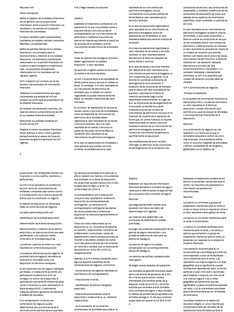Resumen NIIF | Descargar gratis PDF | normas internacionales de ...
