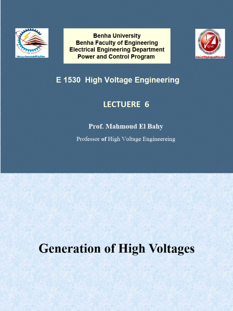 LECTUERE 6 E 1530 High Voltage Engineering | PDF | Transformer | Inductor
