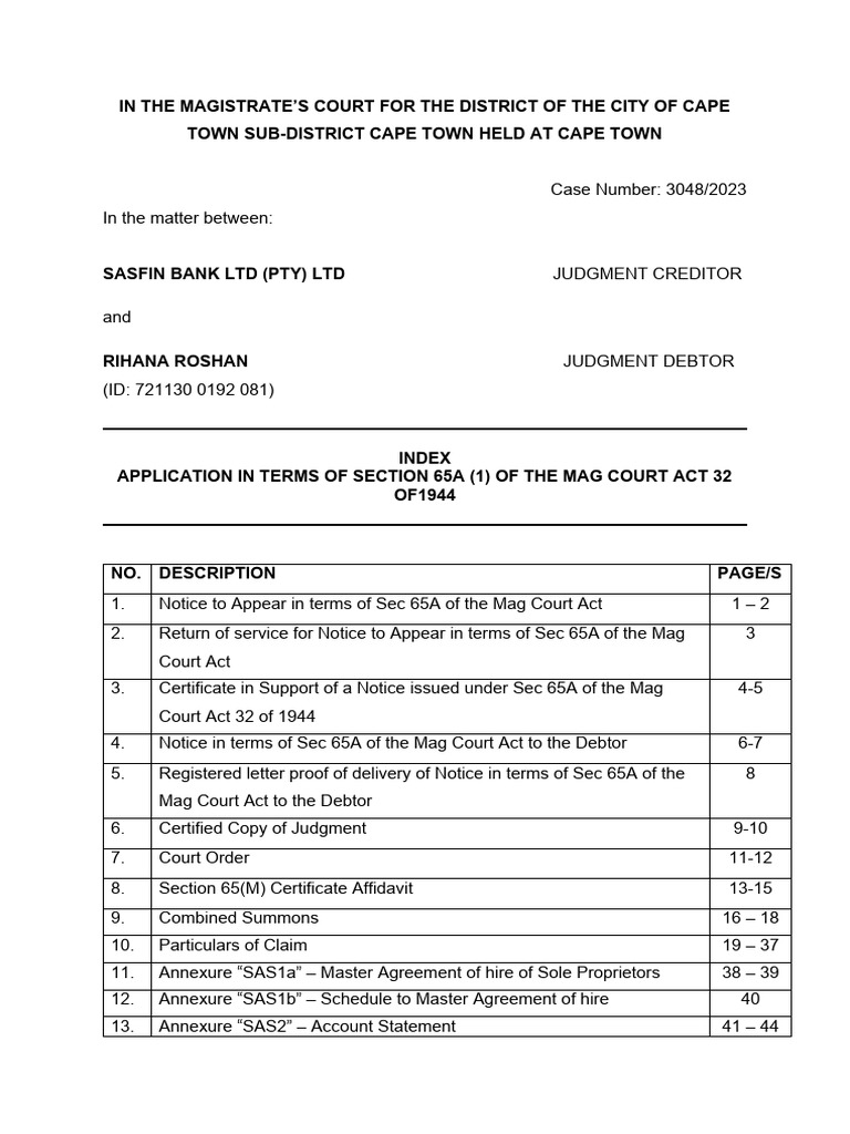 1. SEC 65 Index | PDF | Summons | Judgment (Law)