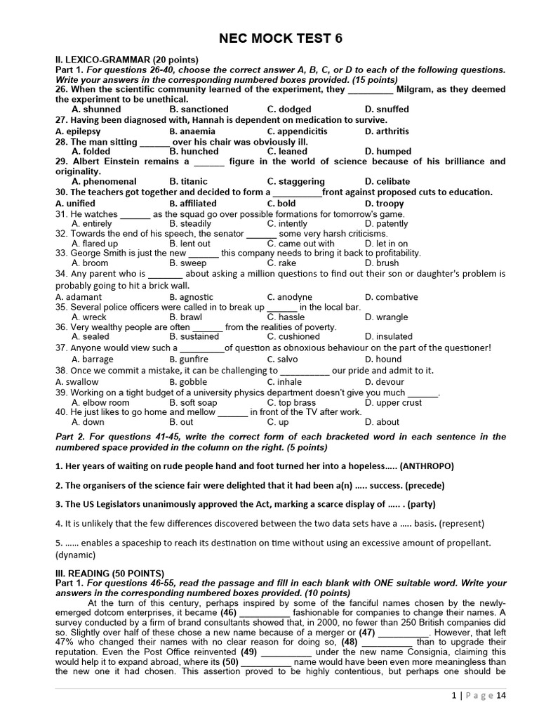Nec Mock Test | Download Free PDF | Stars | Nuclear Fusion