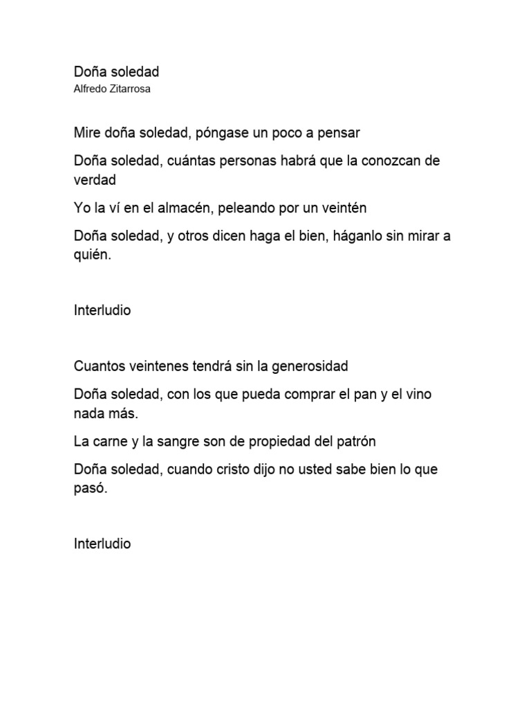 Doña Soledad - Alfredo Zitarrosa | PDF