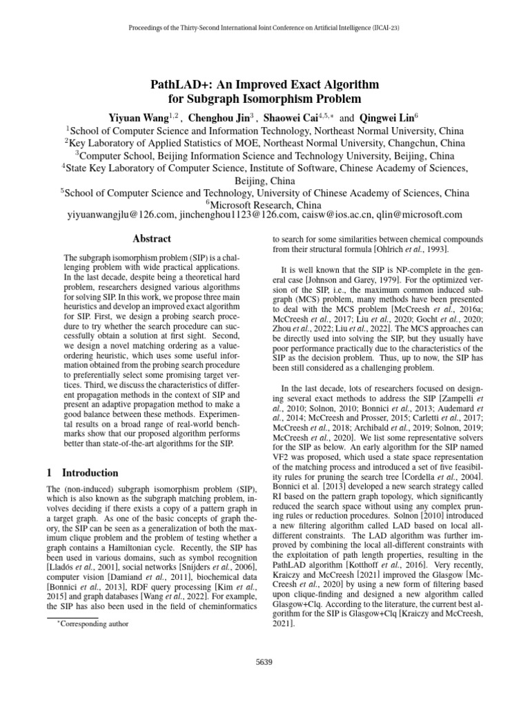Pathlad+: An Improved Exact Algorithm For Subgraph Isomorphism Problem | PDF | Vertex (Graph ...