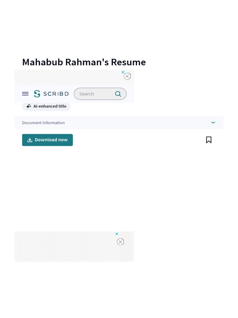 Mahabub Rahman's Resume - PDF - Cognition | PDF | Scribd | Cyberspace