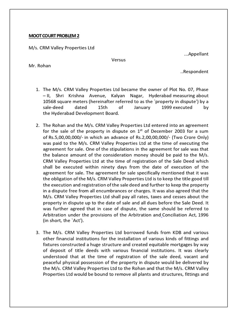 MOOT PROPOSITION 2-1 (1) | PDF | Deed | Civil Law (Common Law)