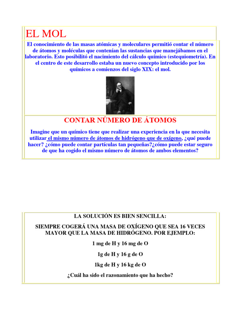 Apuntes Sobre Mol y Número de Avogadro | PDF | Mole (Unidad) | Química