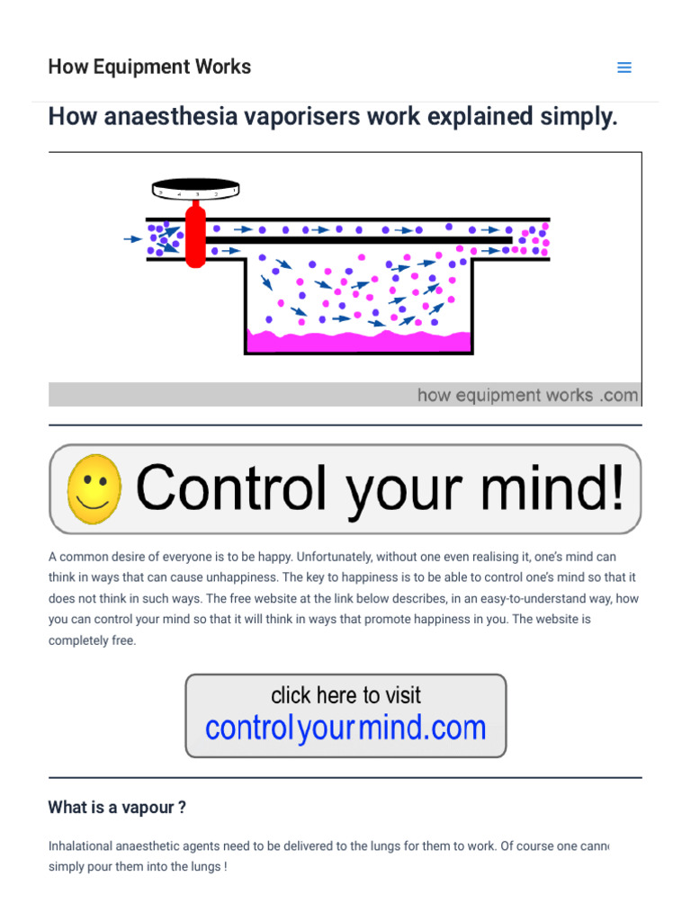 How Anaesthesia Vaporisers Work Explained Simply. | PDF | Gases ...