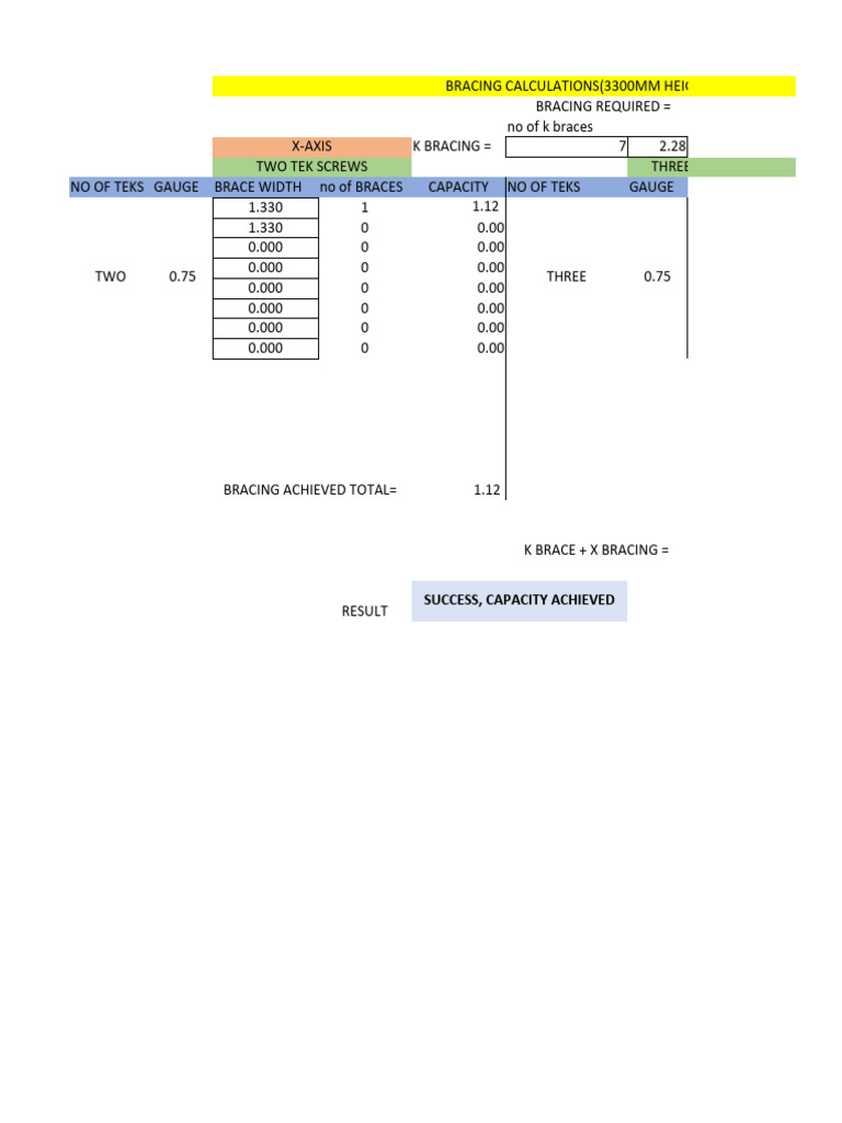 Bracing Calculations for 3300mm Walls | PDF | Technology & Engineering ...