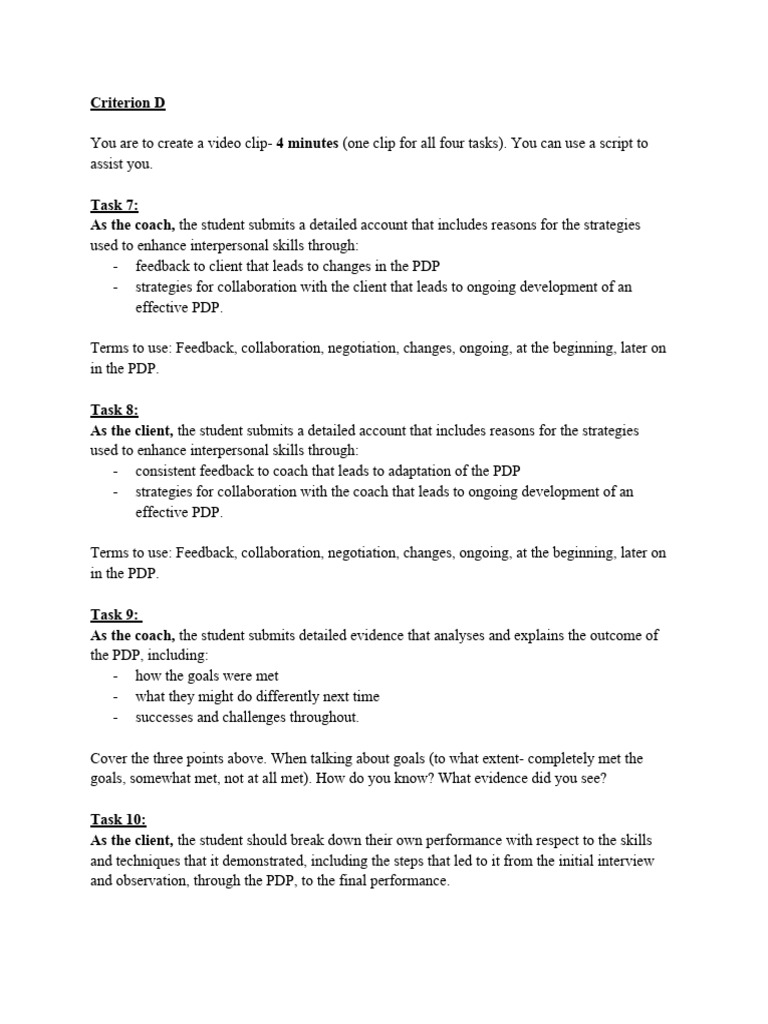 Criteria D Task Sheet | PDF | Negotiation | Behavioural Sciences