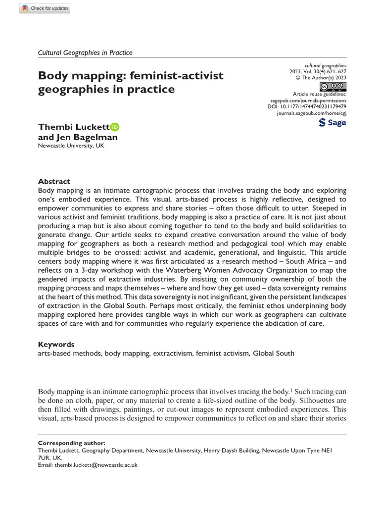 Luckett Bagelman 2023 Body Mapping Feminist Activist Geographies in ...