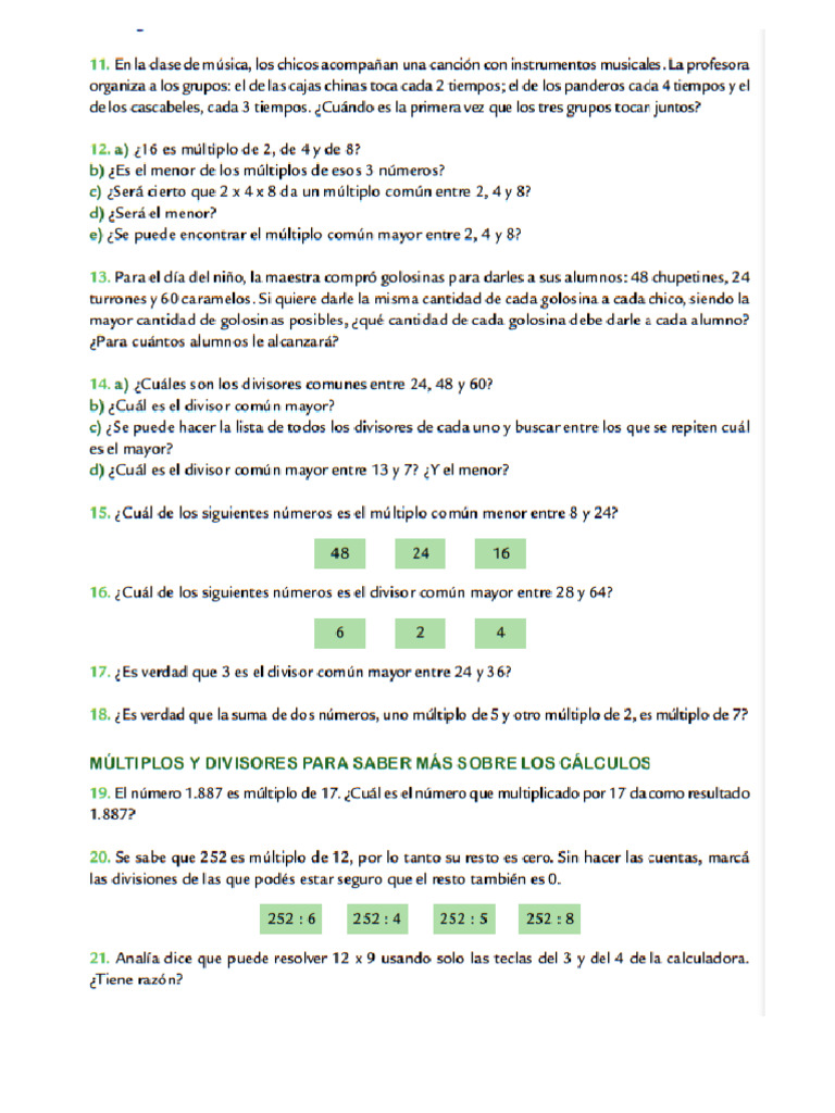 2 Múltiplos y Divisores, Ejercitación 2 | PDF