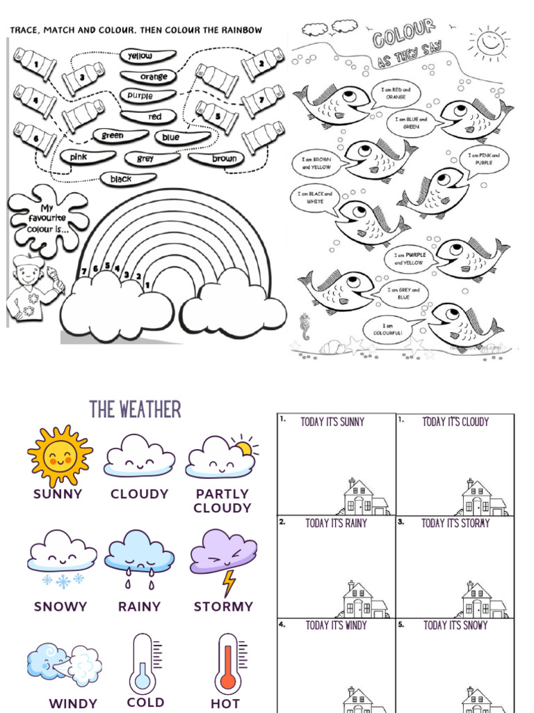 Weather Coloring Activity for Kids | PDF | Home & Garden | Art