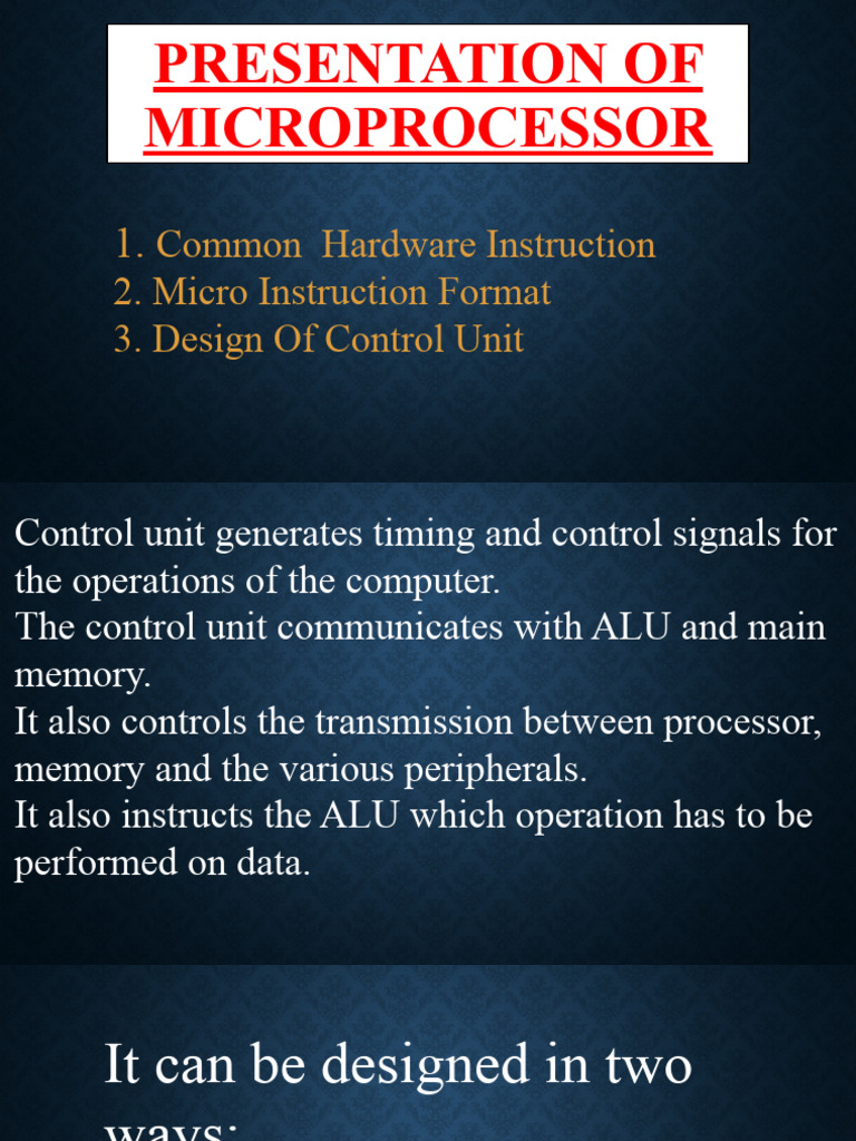 Presentation of Microprocessor | PDF | Central Processing Unit | Manufactured Goods
