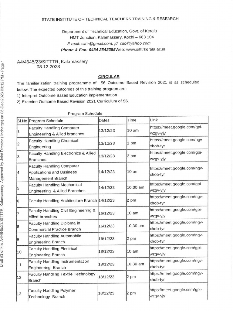 Circular - Training PGM - S6 OBR 2021 | PDF