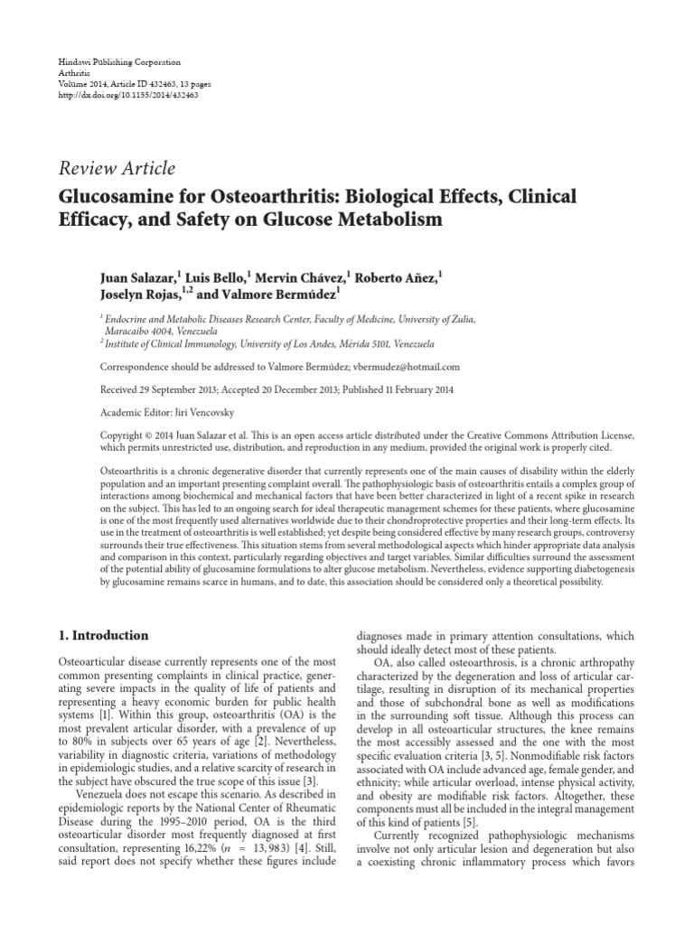Glucosamine For Osteoarthritis Biological Effects | Download Free PDF | Osteoarthritis ...