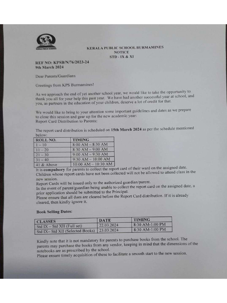 Notice For Std. IX & XI | PDF