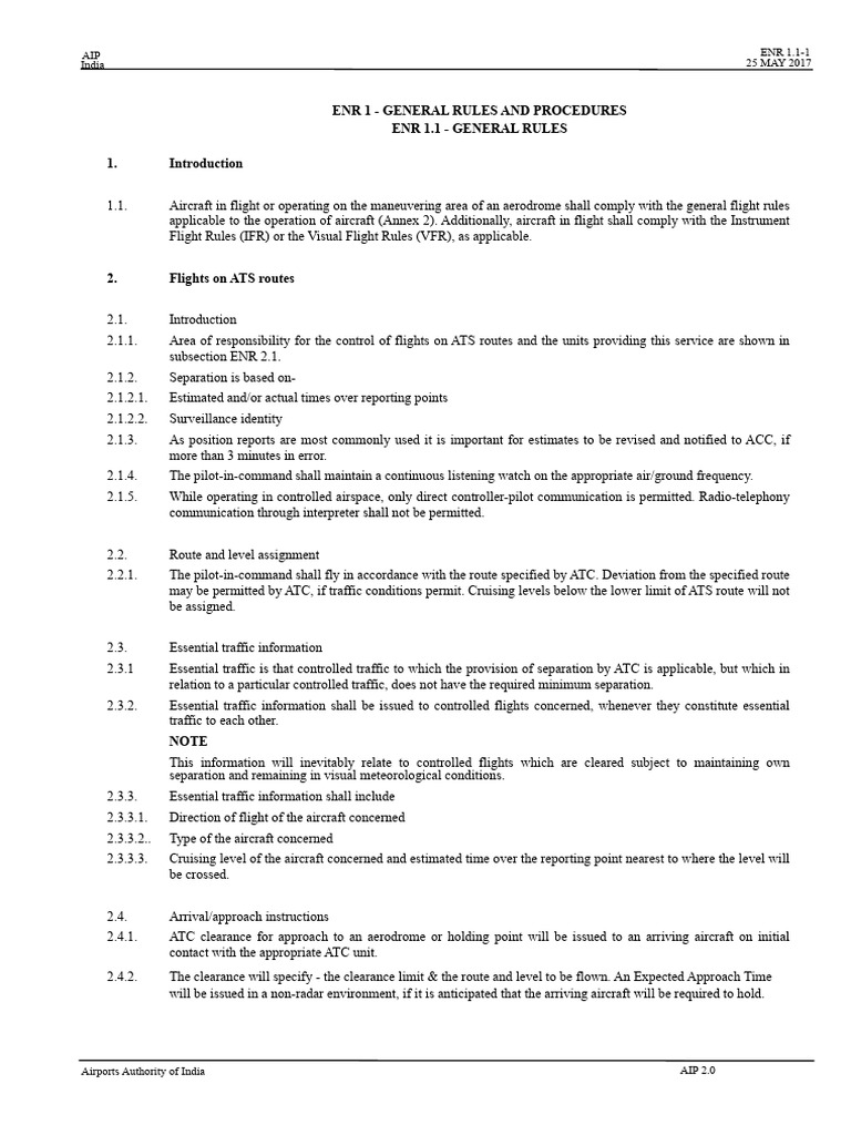 Enr 1.1 | PDF | Air Traffic Control | Visual Flight Rules