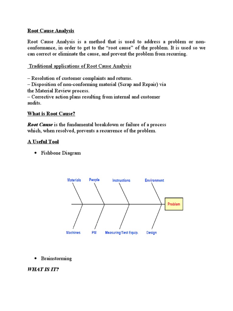 Root Cause Analysis PDF Brainstorming Cognition