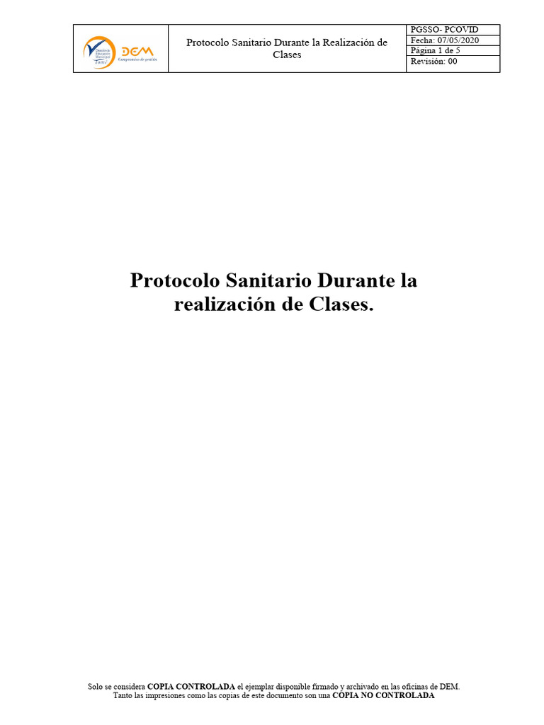 PROTOCOLO REALIZACION DE CLASES (1) | PDF