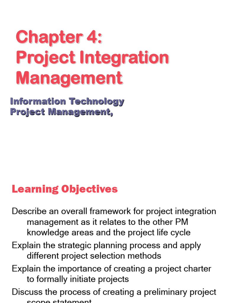 Chapter 4 - Project Integration Management | PDF | Net Present Value | Project Management