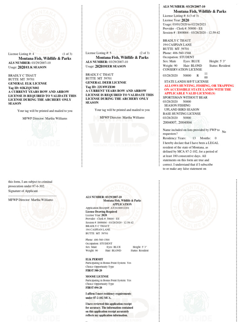 License Application - MT Fish, Wildlife & Parks | PDF | Hunting | Wildlife