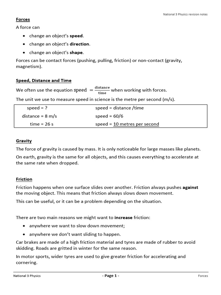 n3 Physics Revision Notes - Dynamics and Space Farr Hs | PDF | Planets ...