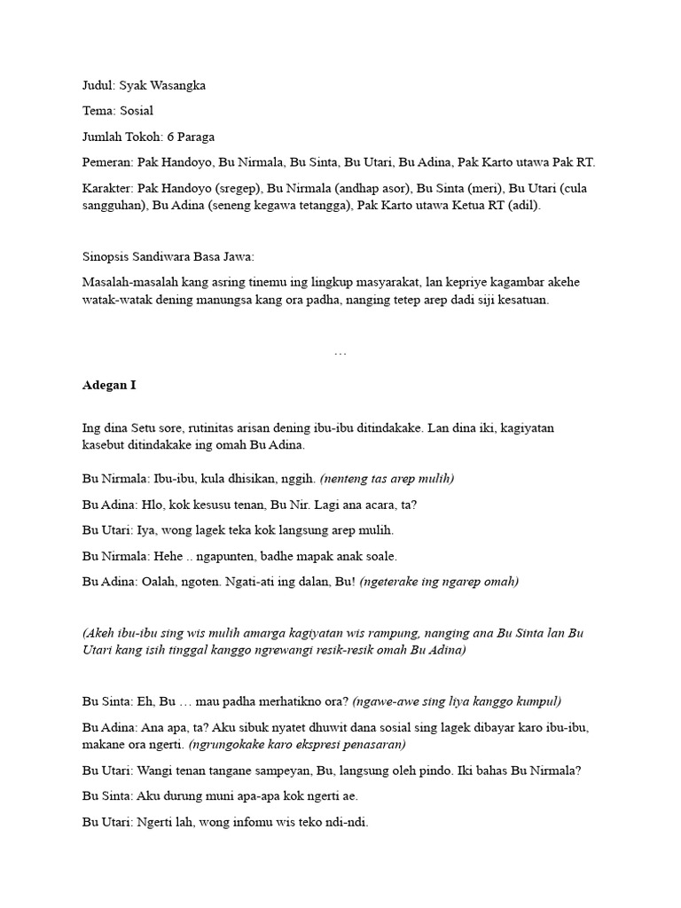 Naskah Sandiwara Basa Jawa | PDF