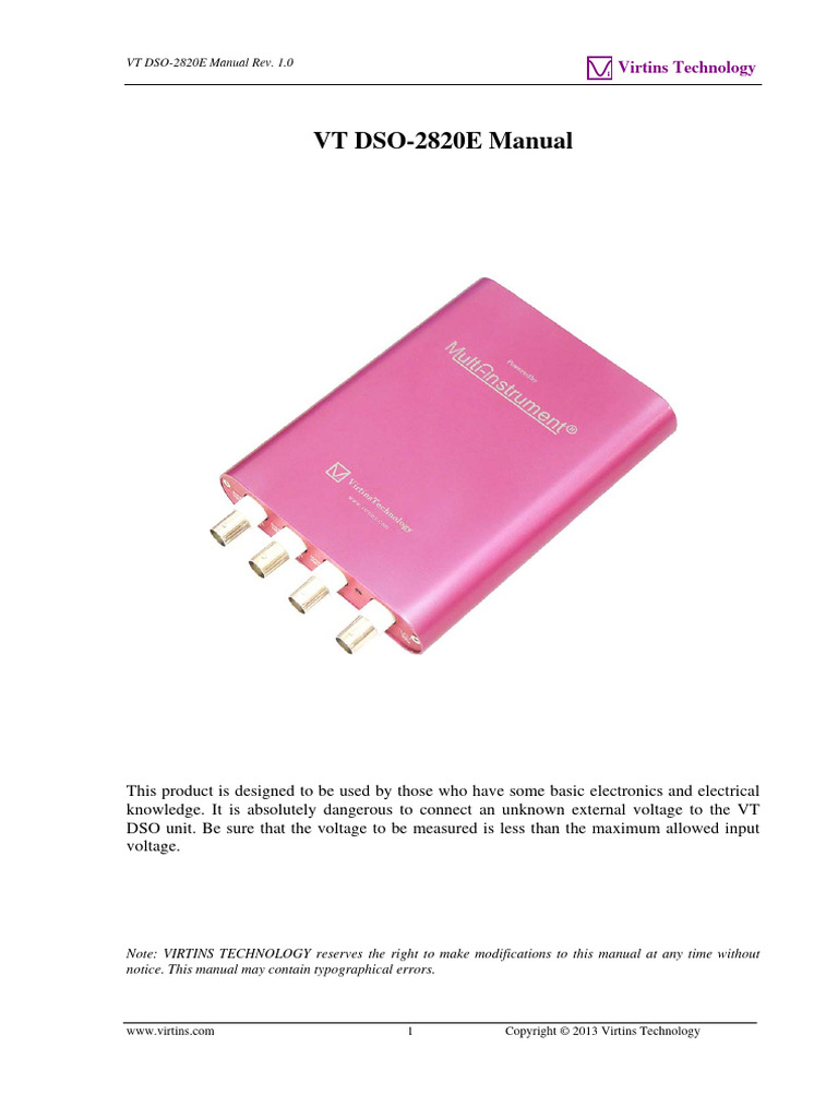 VT DSO 2820E Manual | PDF | Analog To Digital Converter | Digital Signal Processing