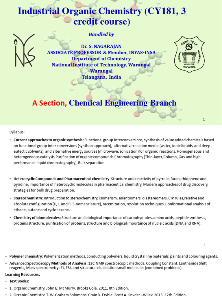 'Industrial Organic Chemistry-Class-2021-22 (Autosaved) ' | PDF | Supercritical Fluid | Chemistry