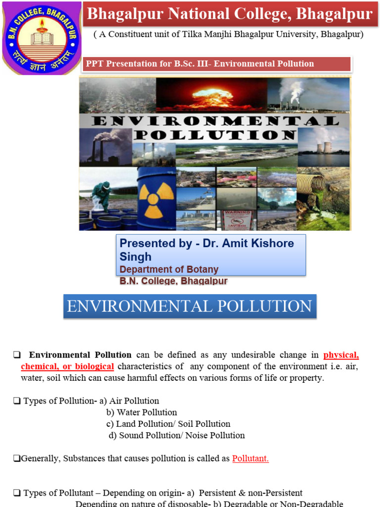 Presentation For B.SC - III Environmental Pollution | PDF | Pollution ...