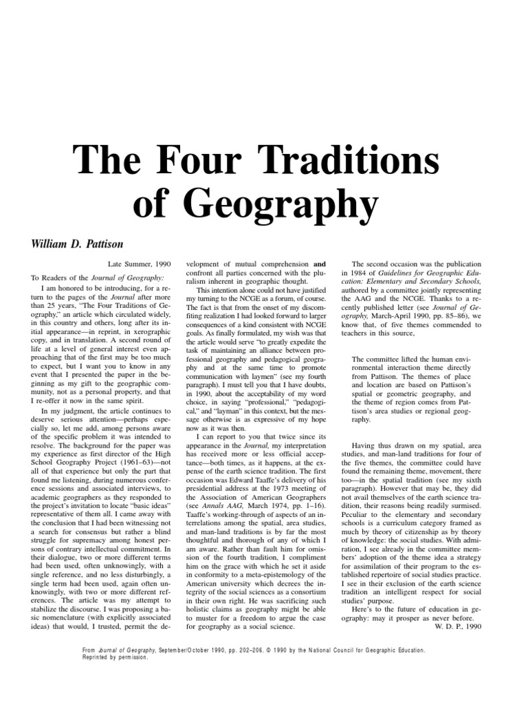 The Four Traditions of Geography - William D. Pattison | PDF ...